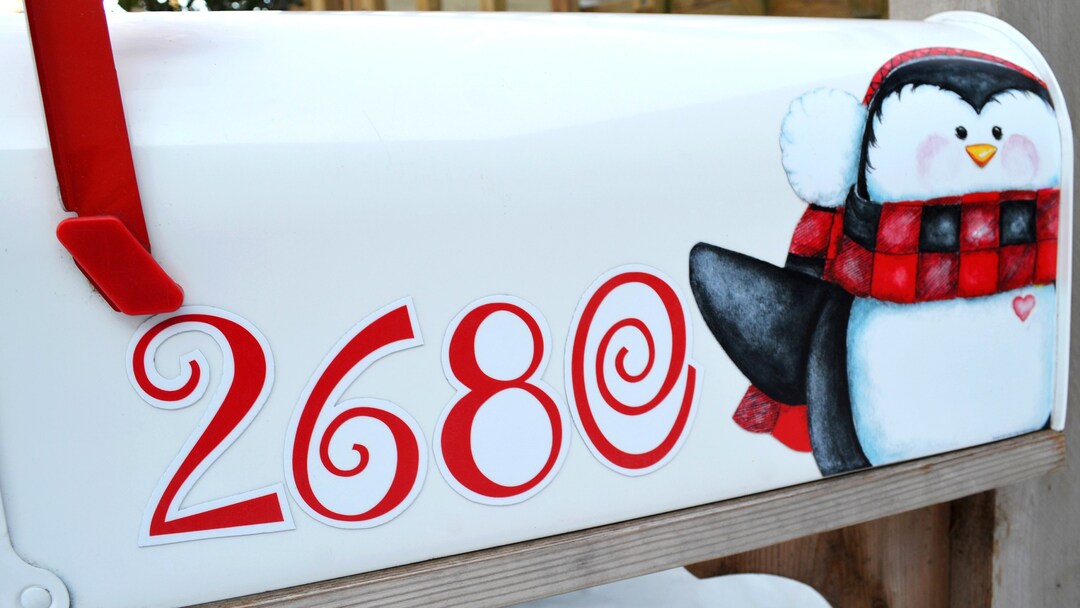 Mailbox Magnet Partial Cover Penguin Personalized With Address Numbers ...