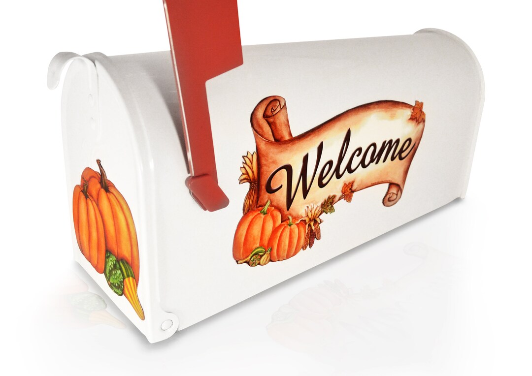 Mailbox Magnet Partial Cover Thanksgiving Day Welcome Scroll Pumpkin ... Mailbox Magnet Partial Cover Thanksgiving Day Welcome Scroll Pumpkin ...