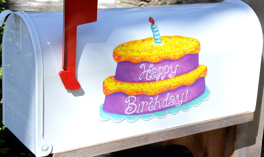 Mailbox Magnet Partial Cover Birthday Cake Party Decor Happy Birthday ...
