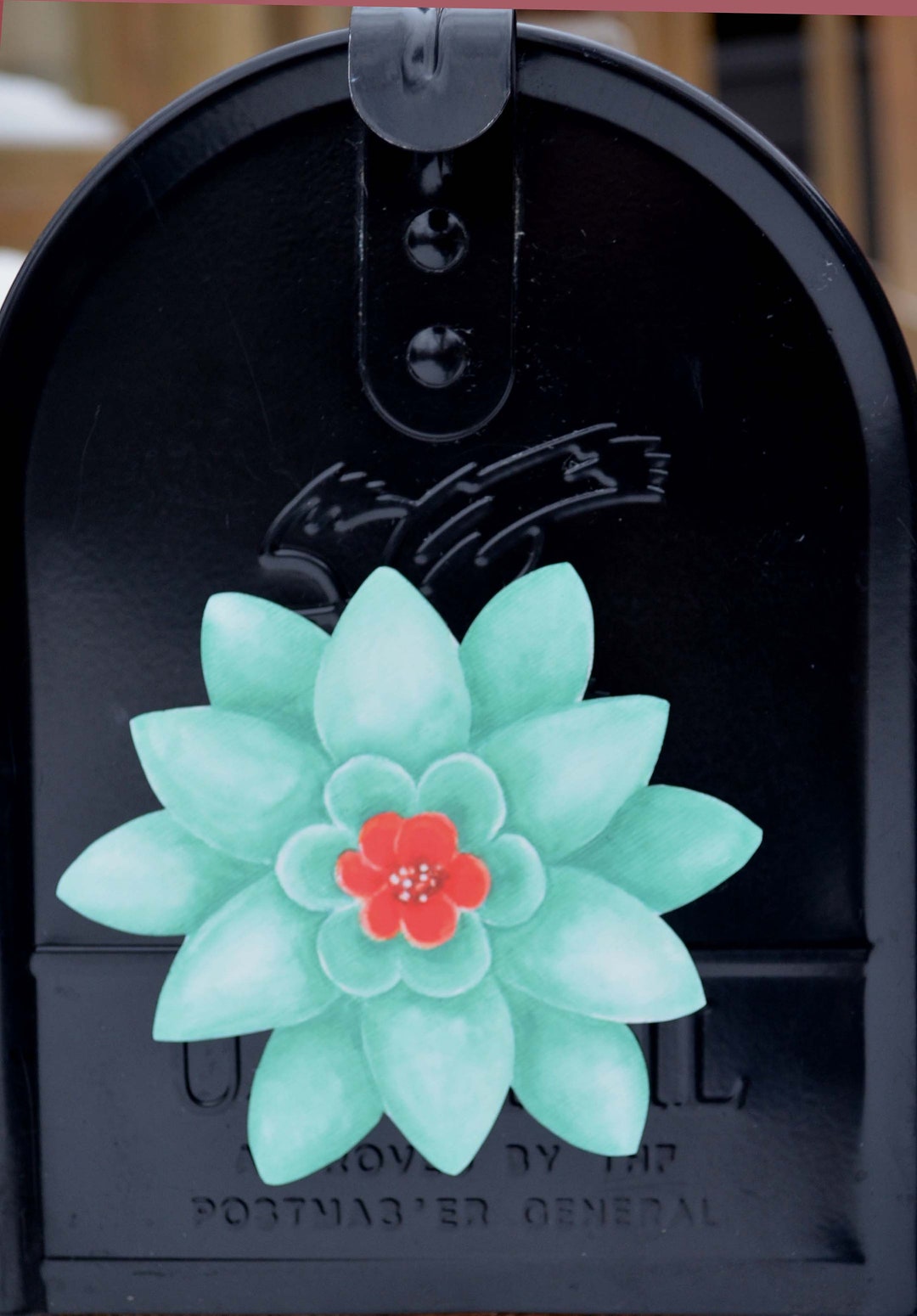Mailbox Magnet Partial Cover, Spring Summer Teal Flower, Outdoor ...