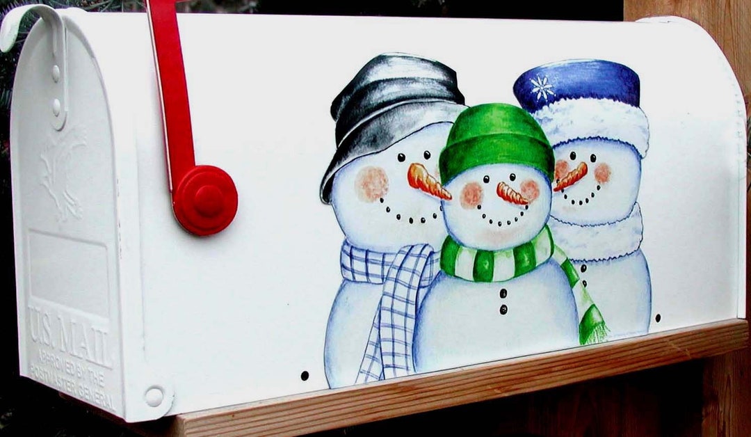 Mailbox Magnet Partial Cover Snowman Family of 3 Winter Small & Large ...