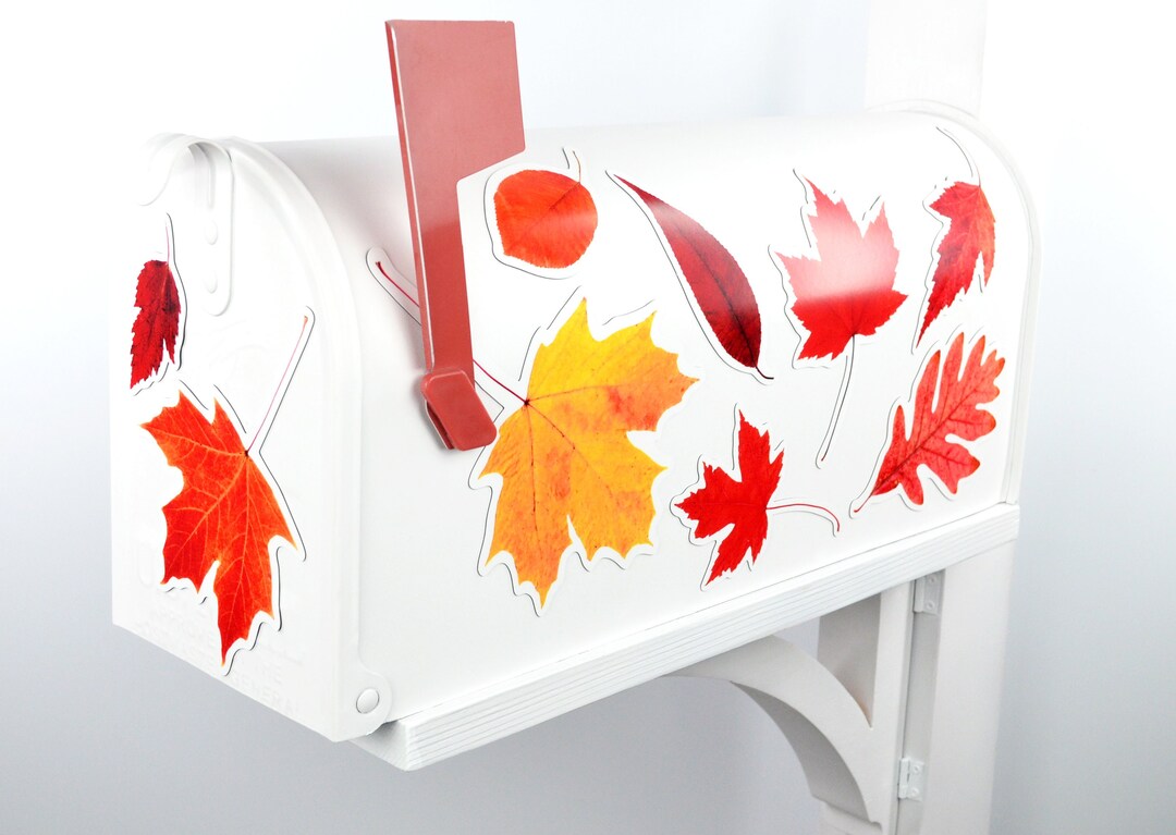 Mailbox Magnet Partial Cover, Set of 9 Fall Leaves for White or Black ...