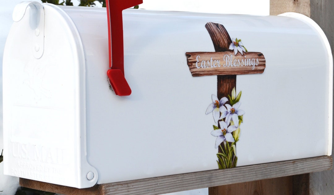 Mailbox Magnet Partial Cover Easter Blessings Cross Lillies for Mail ...