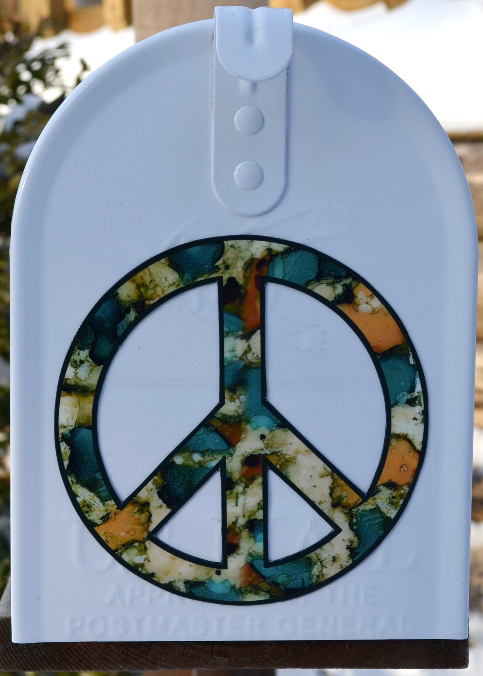 Mailbox Magnet Partial Cover, Marble Peace Sign, Small Option for Door ...