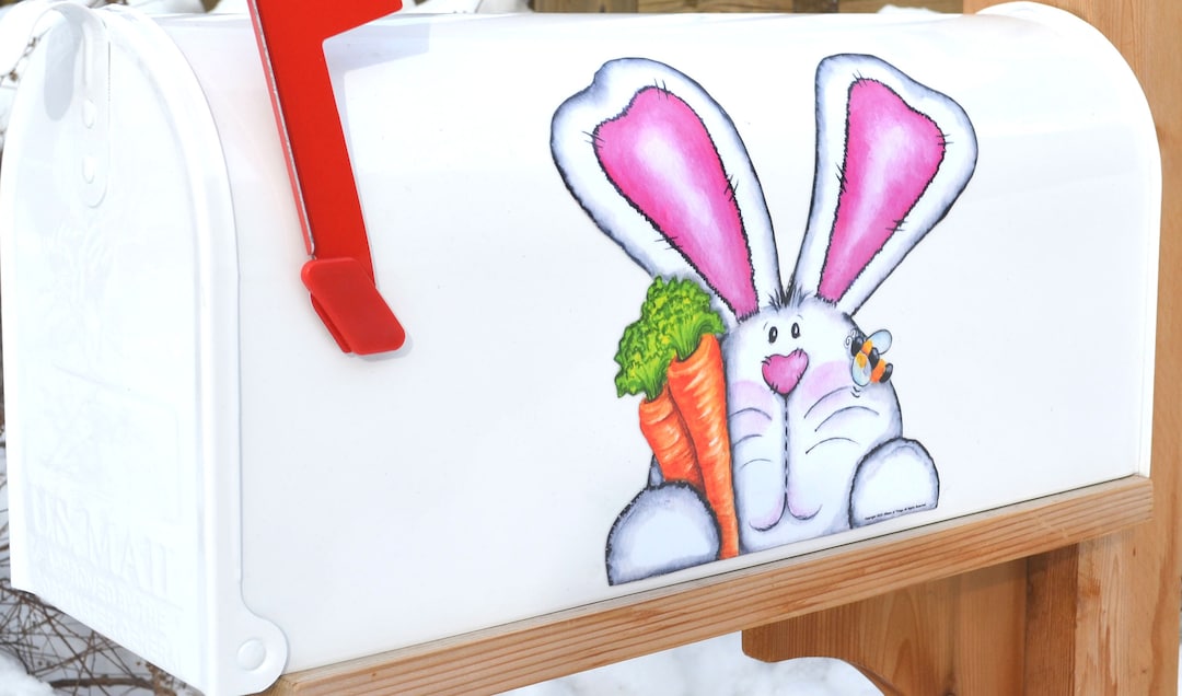 Mailbox Magnet Partial Cover, Easter Bunny, Rabbit With Carrot & Bee ...