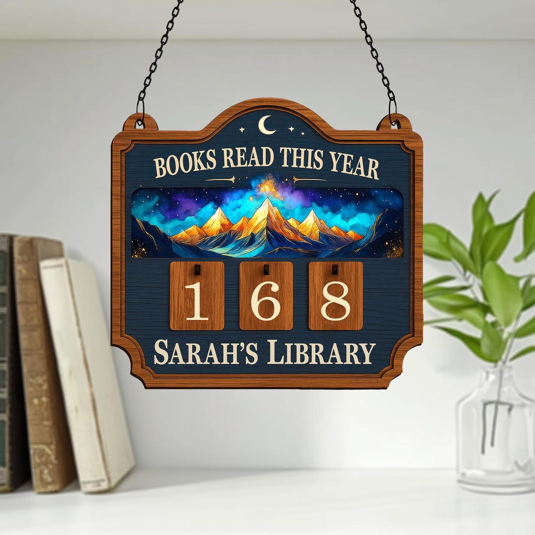 Personalized Books Read Tracker Sign, Mountain Reading Counter, Custom ...