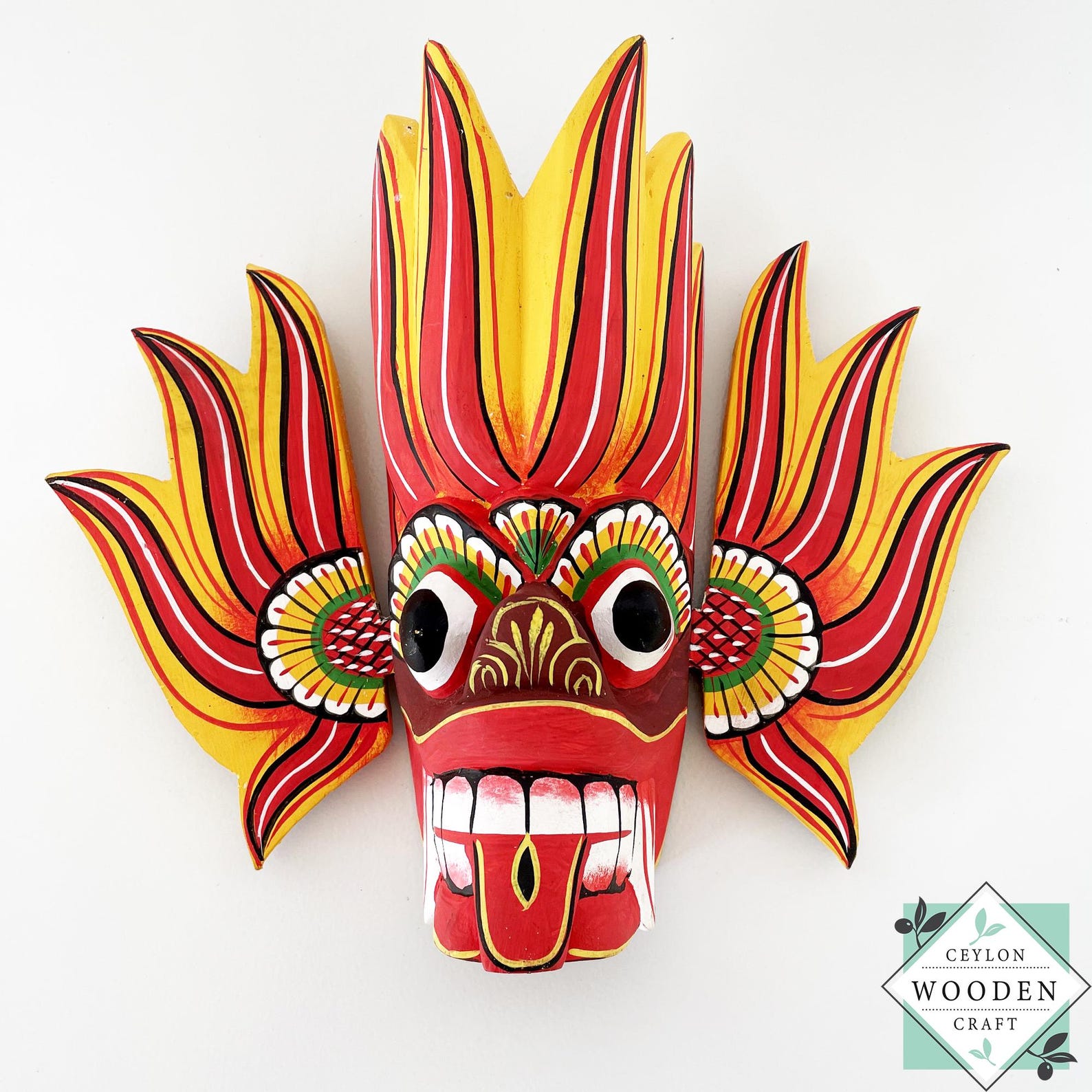 Hand-carved Red and Black Gini Raksha Mask – the Fire Demon of ...