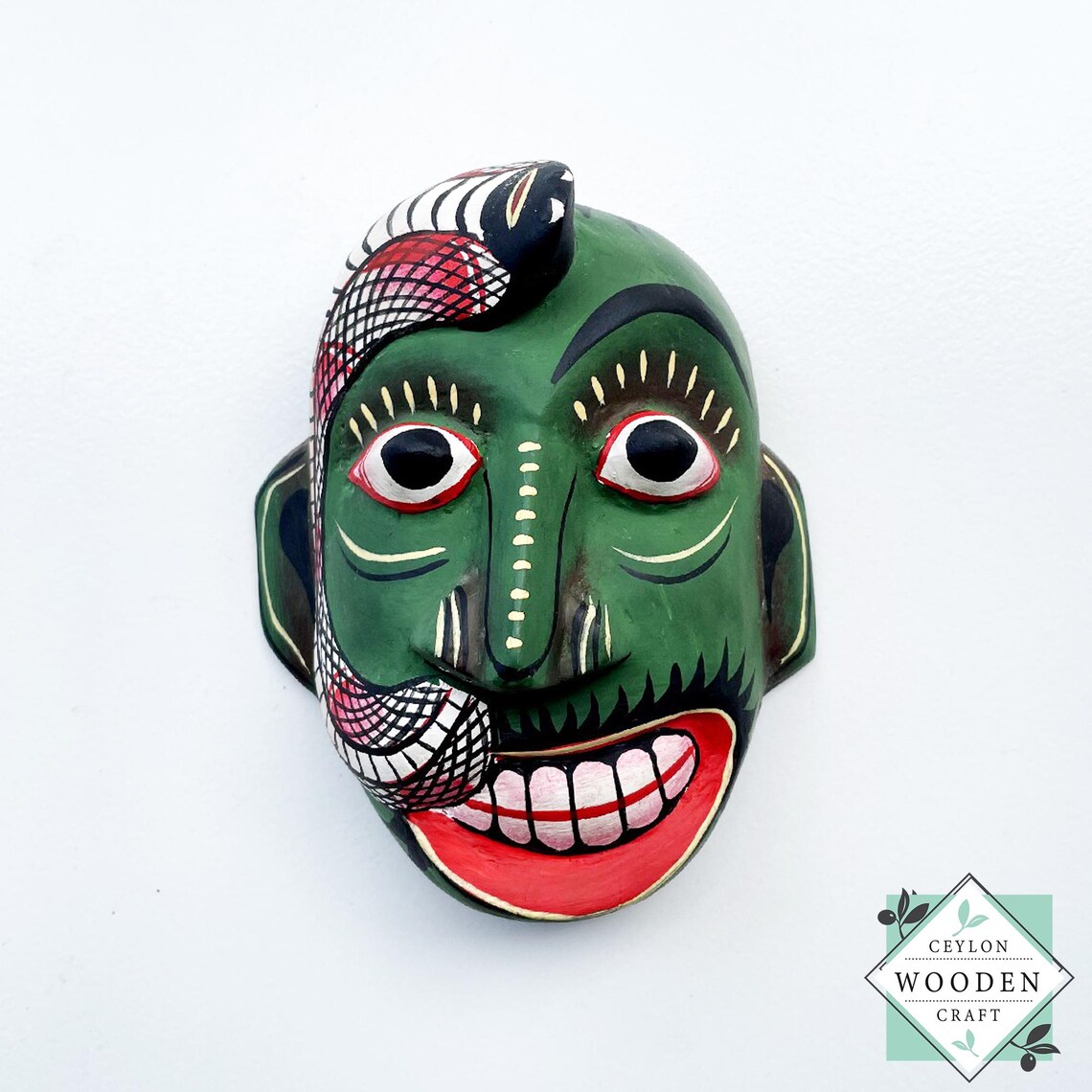 Hand-carved Wooden Bihiri Sanni Mask – Traditional Sri Lankan Healing ...