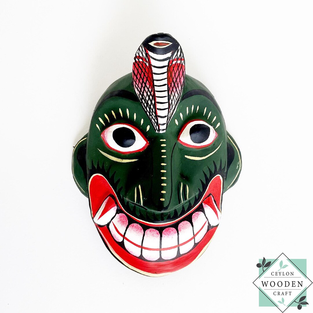 Hand-carved Wooden Naga Sanni Mask – Traditional Sri Lankan Ritual Art ...