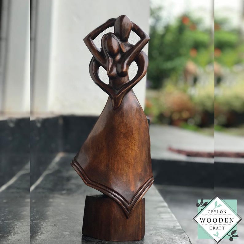 Hand Carved Mahogany Wooden Lovers Statue: Anniversary Gift - Etsy
