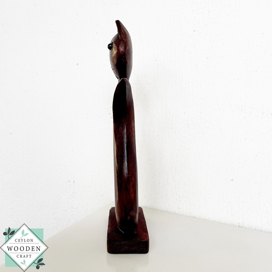 Hand-carved Mahogany Wood Abstract Cat Statue - Mid-century Modern Pet ...