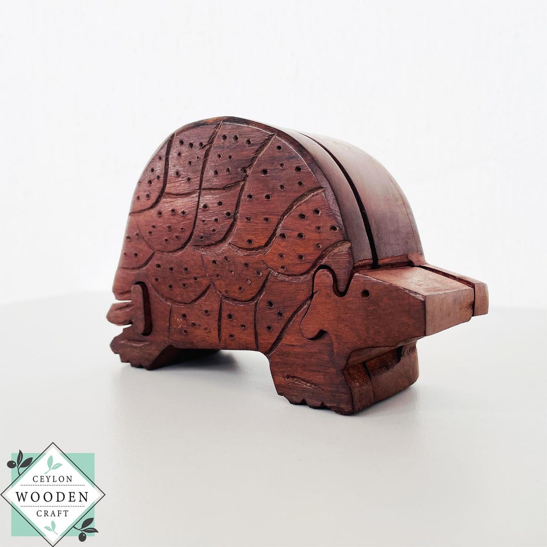 Hand-carved Mahogany Armadillo Secret Box – Artisan Puzzle Sculpture - Etsy