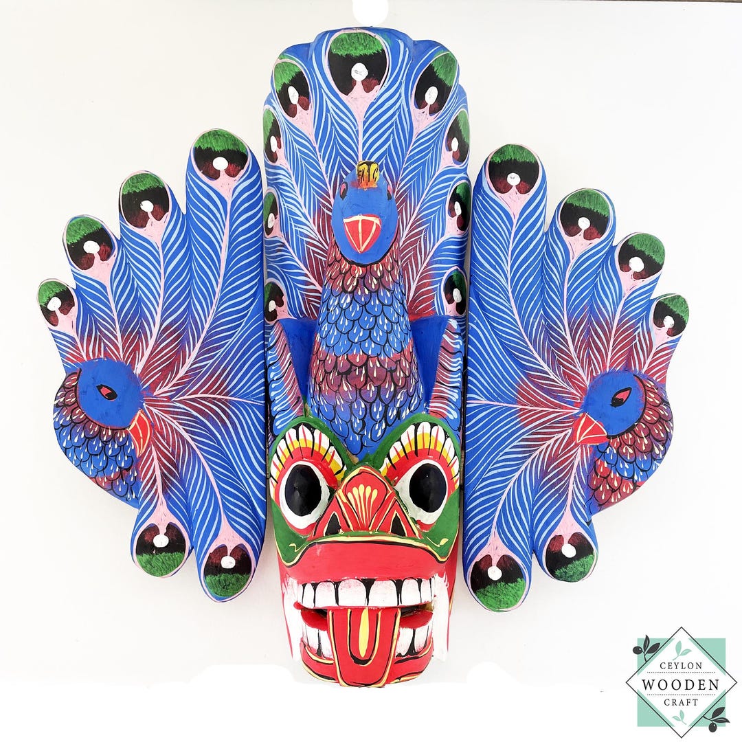 Hand-carved Mayura Raksha the Peacock Demon Wall Wall Decor Mask - Etsy