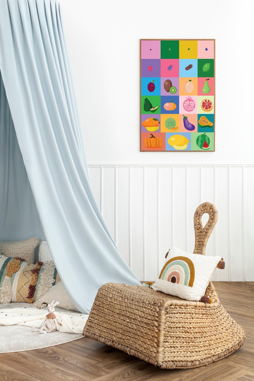 Baby Size Fruit Chart: Pregnancy Growth, Nursery Wall Art (digital ...