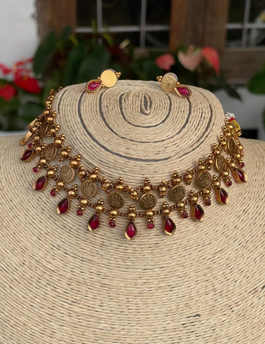 Traditional Lakshmi Coin Necklace Set - Etsy
