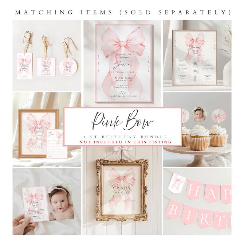 Blush Pink Bow Birthday Welcome Sign Template: Framed Classic Elegant ...