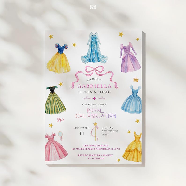 Princess Birthday Dress up Party Invitation Template: Once Upon a Time ...