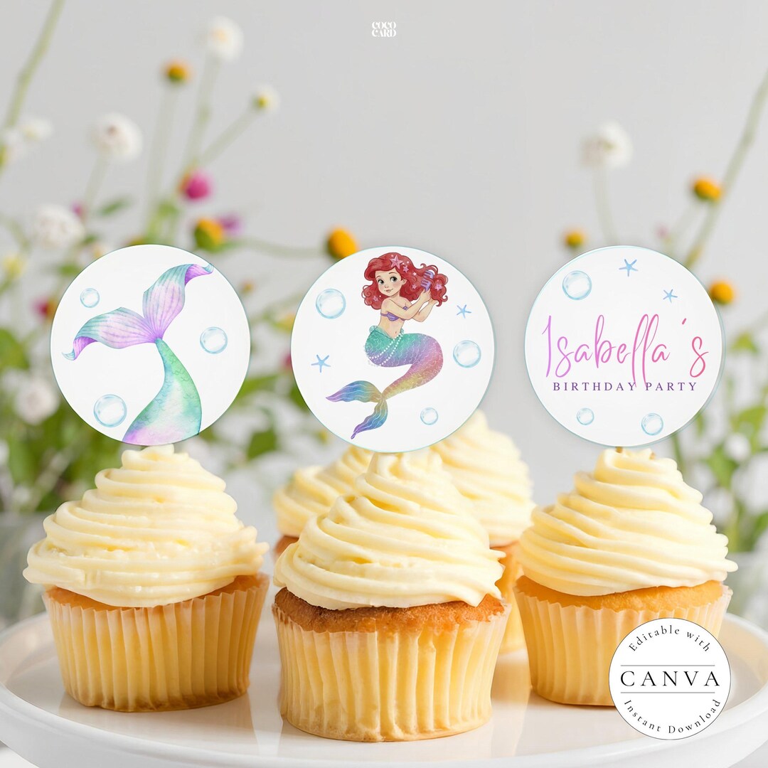 Little Mermaid Tail Birthday Cupcake Toppers: Under the Sea Party ...