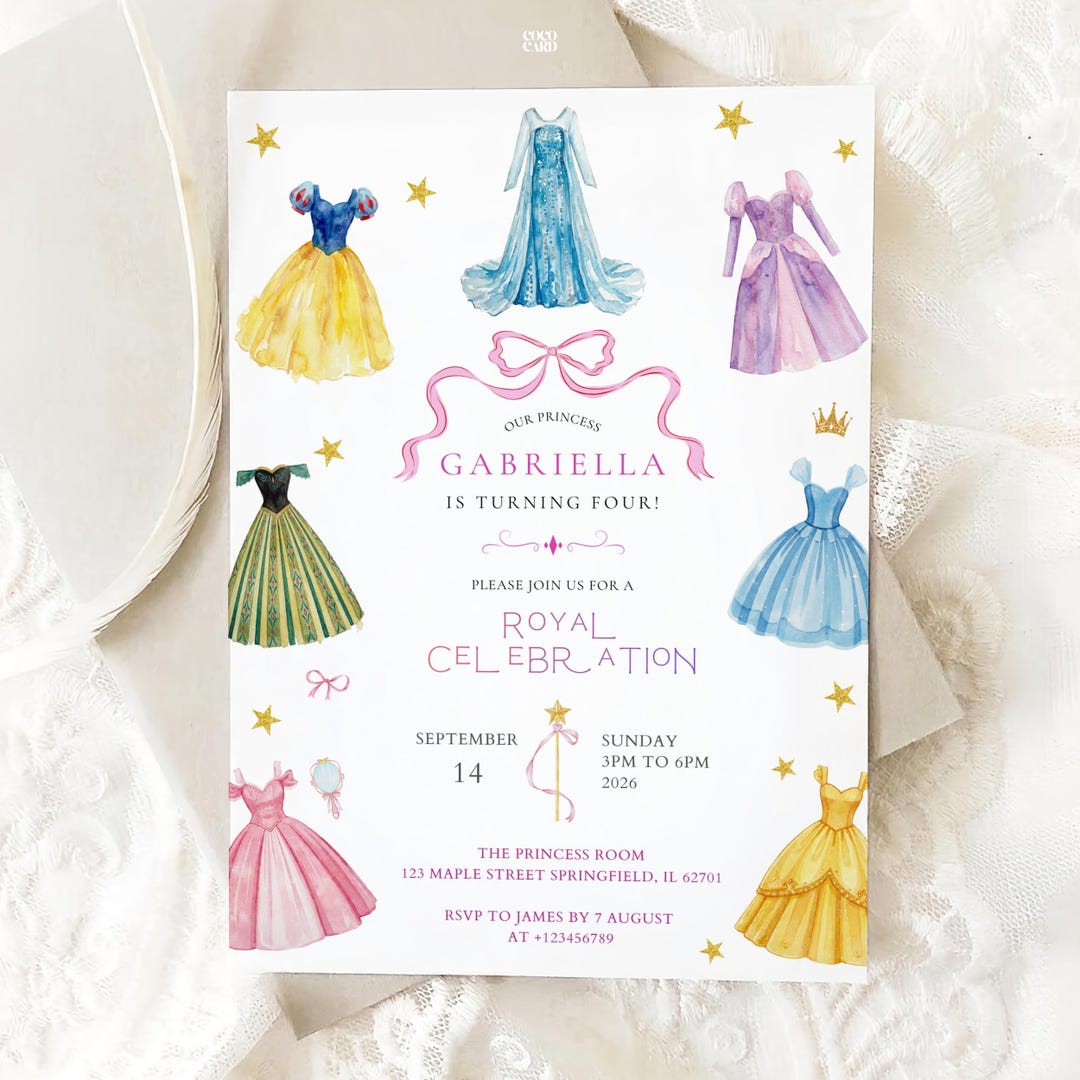 Princess Birthday Dress up Party Invitation Template: Once Upon a Time ...