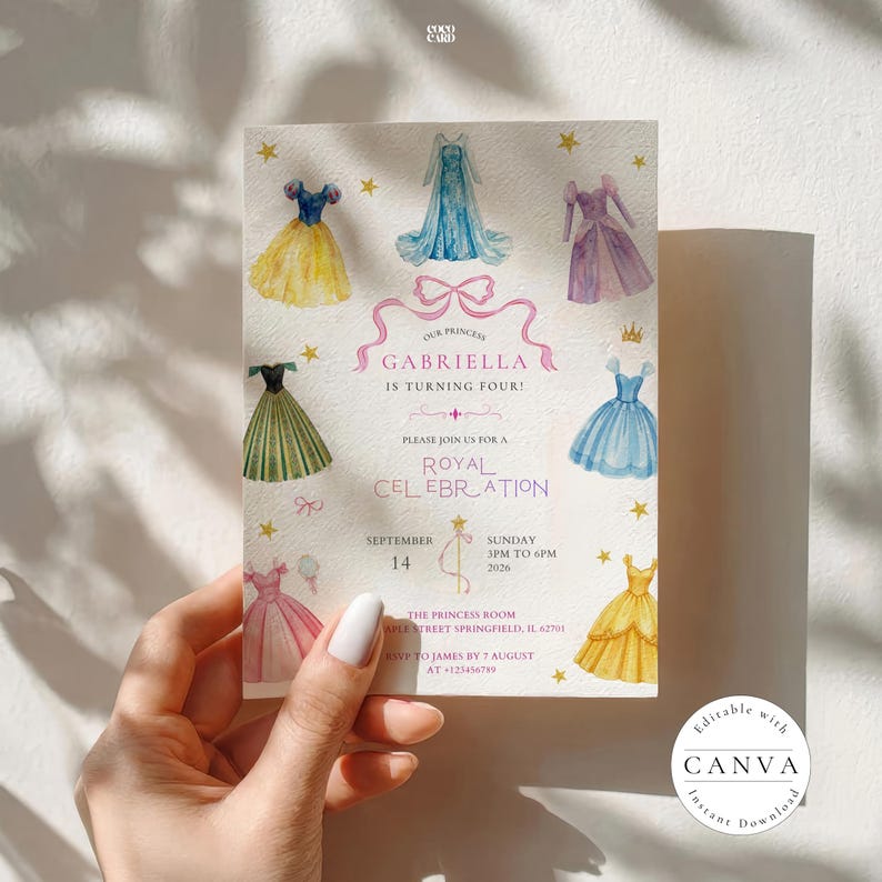 Princess Birthday Dress up Party Invitation Template: Once Upon a Time ...