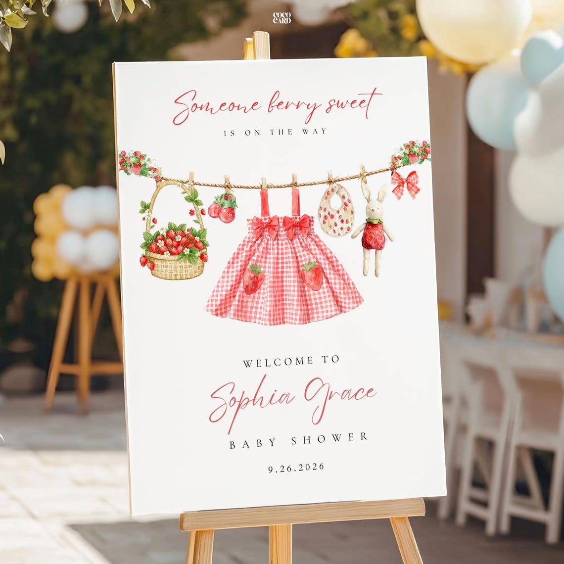 Berry Sweet Baby Shower Welcome Sign Template : Boho Girl Clothesline ...
