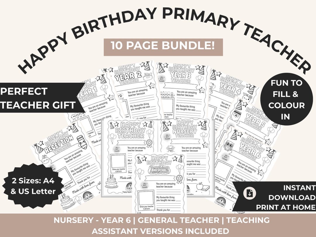 Happy Birthday Teacher Printable Pack | UK Primary School Nursery–year ...