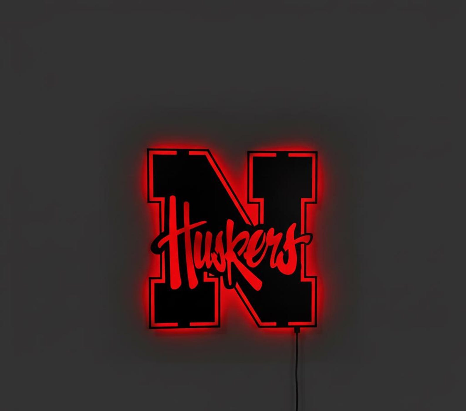 Nebraska Huskers LED Lighted Metal Wall Art, Football Logo LED Sign ...