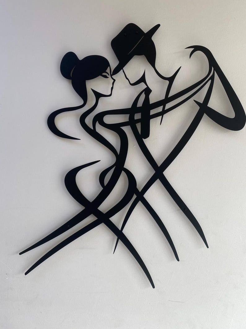 Dancing Couple Metal Wall Art, Dancer Couples Gift, Metal Line Art ...