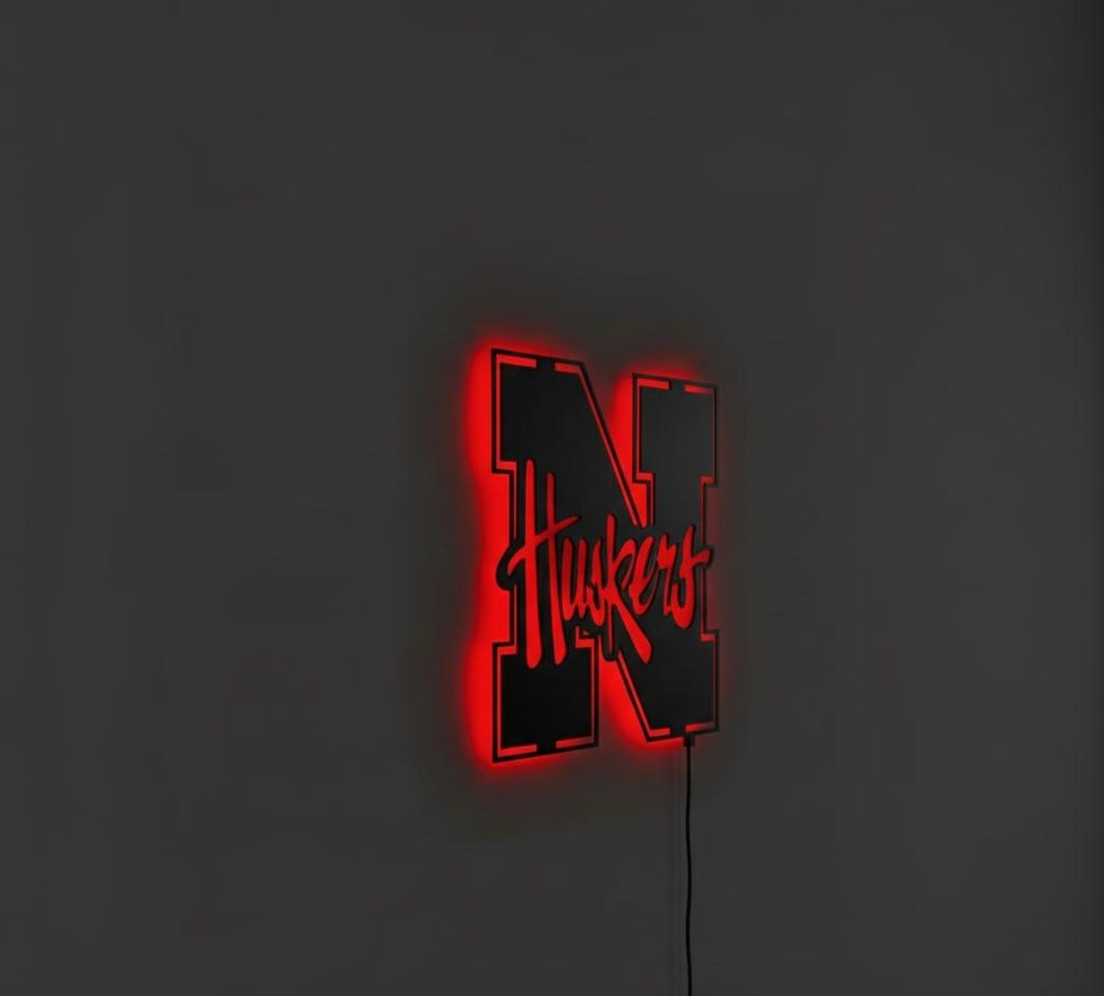 Nebraska Huskers LED Lighted Metal Wall Art, Football Logo LED Sign ...