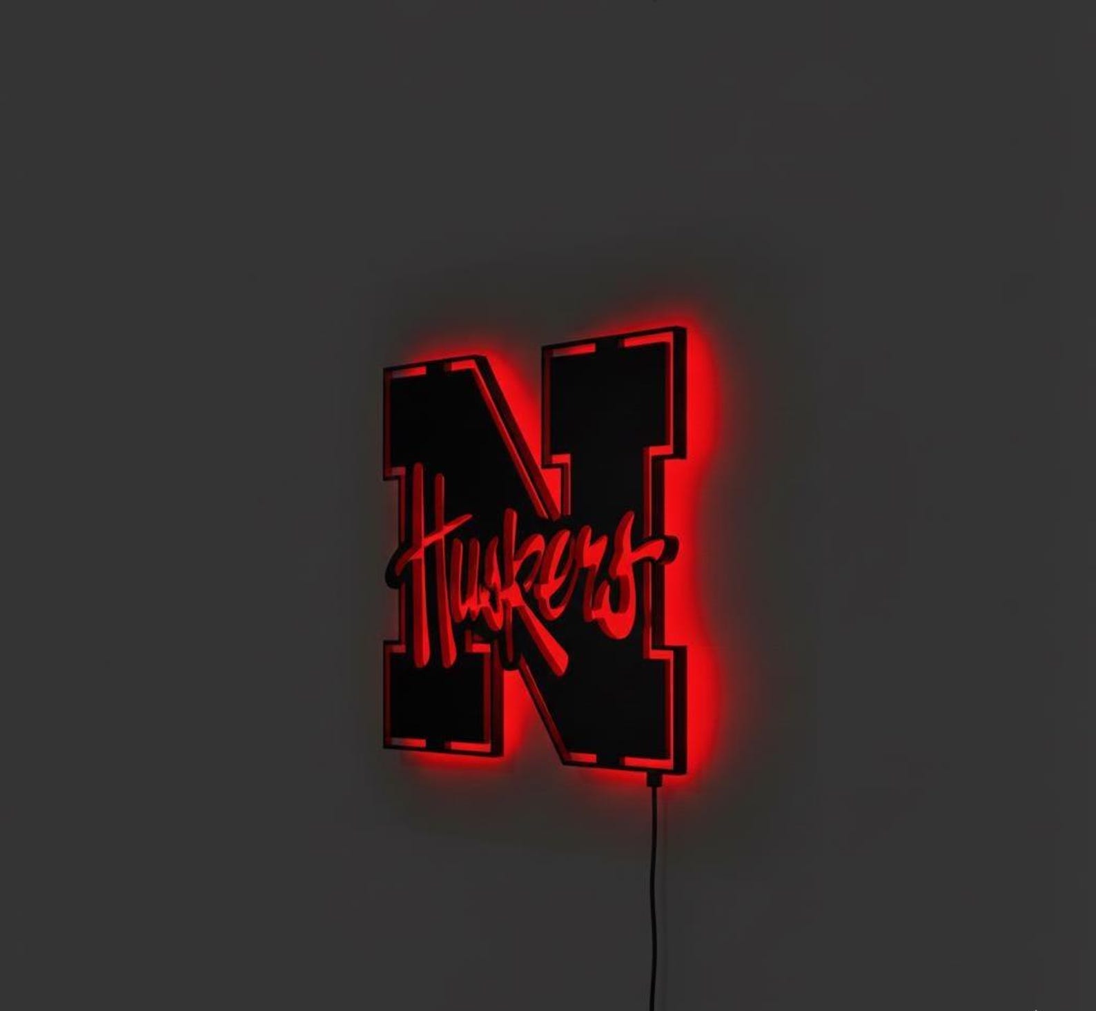 Nebraska Huskers LED Lighted Metal Wall Art, Football Logo LED Sign ...