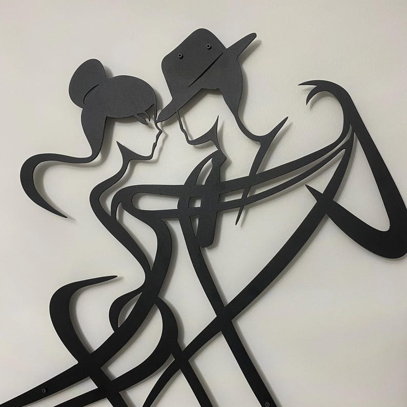 Dancing Couple Metal Wall Art, Dancer Couples Gift, Metal Line Art ...