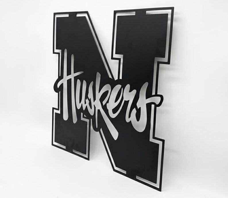 Nebraska Huskers LED Lighted Metal Wall Art, Football Logo LED Sign ...