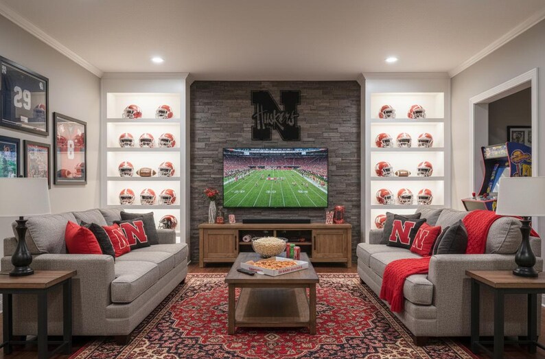 Nebraska Huskers LED Lighted Metal Wall Art, Football Logo LED Sign ...