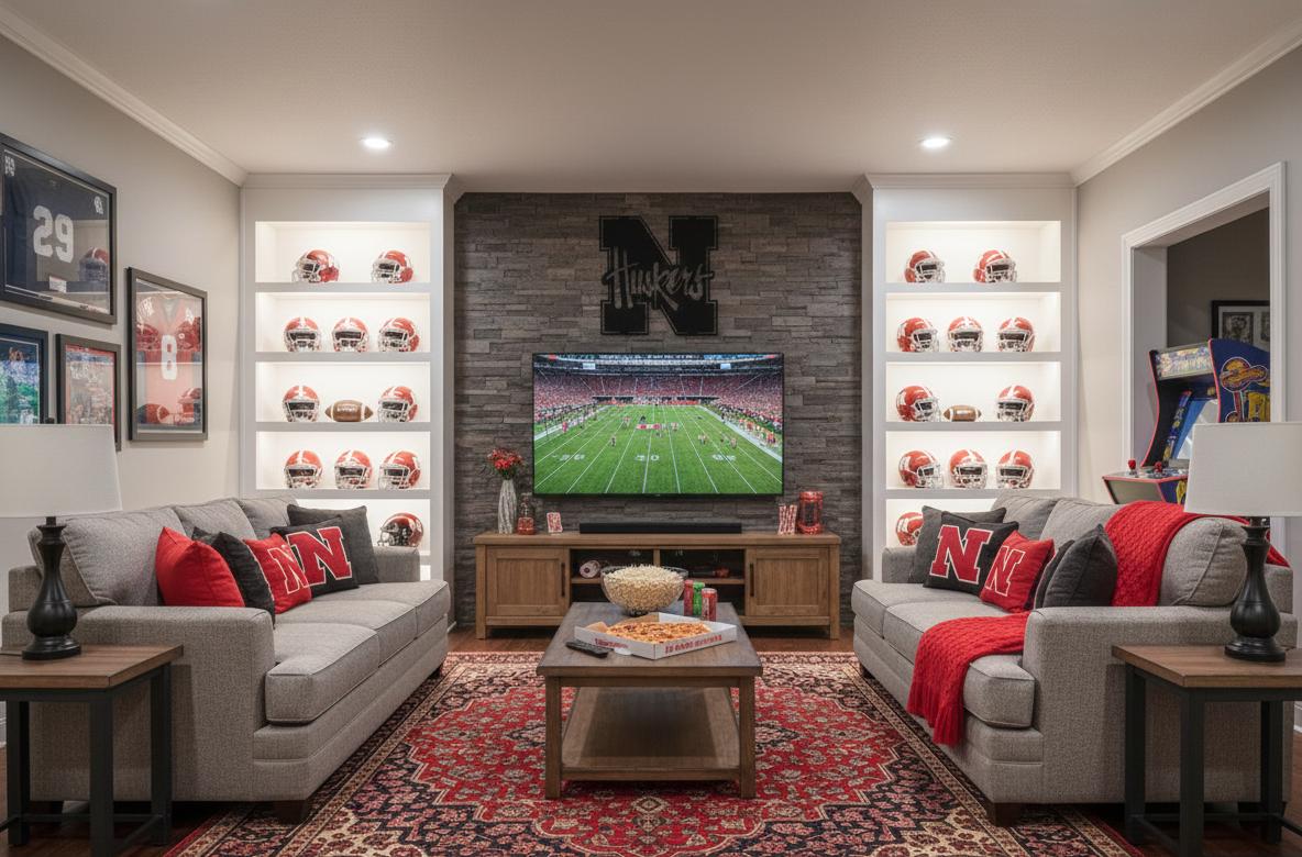 Nebraska Huskers LED Lighted Metal Wall Art, Football Logo LED Sign ...