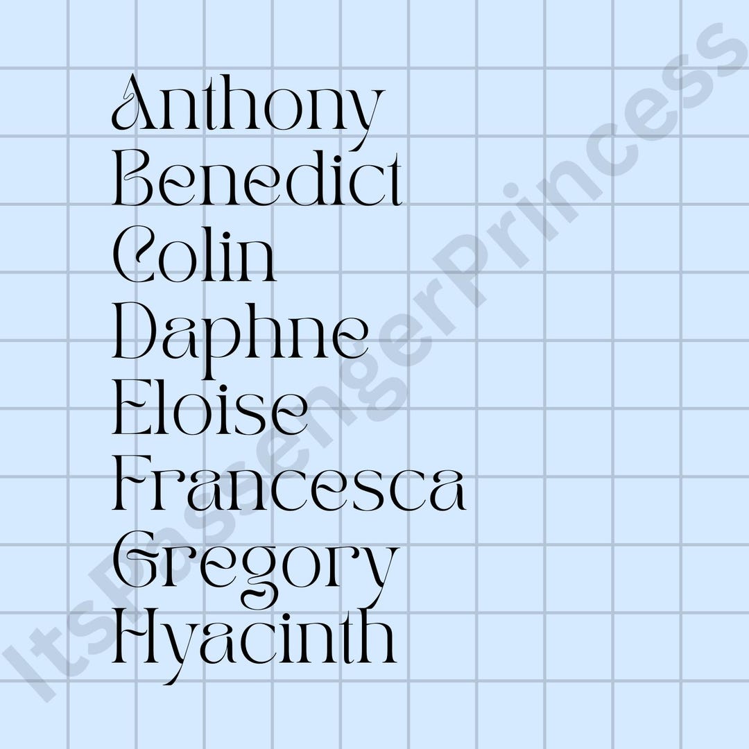Regency Romance TV Show Siblings Names // PNG & SVG Digital Download - Etsy