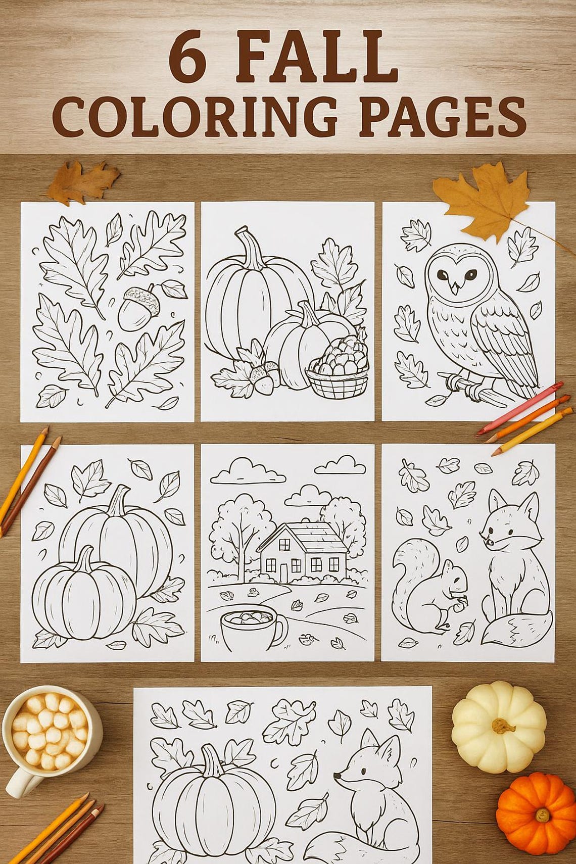 Fall Coloring Pages: Pumpkin, Leaves, Acorns - Printable Autumn Sheets ...