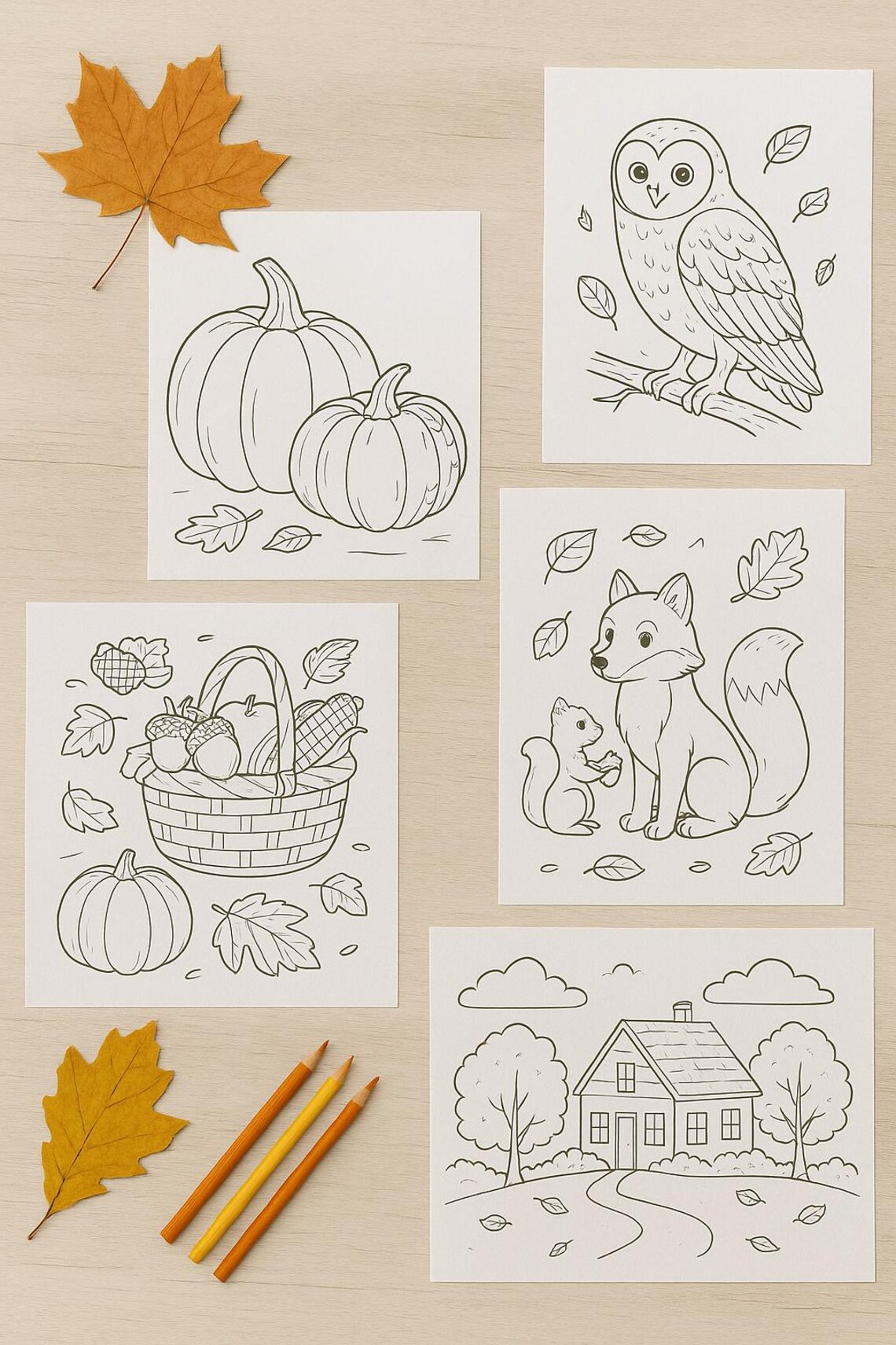 Fall Coloring Pages: Pumpkin, Leaves, Acorns - Printable Autumn Sheets ...