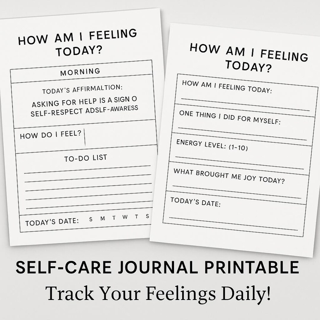 Self-care Journal Printable | “how Am I Feeling Today?” Mood ...