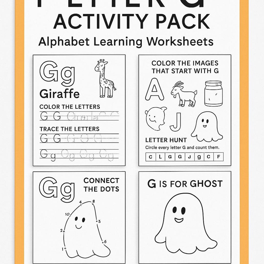 Letter G Activity Pack: Tracing, Coloring, Letter Hunt (PDF Download ...