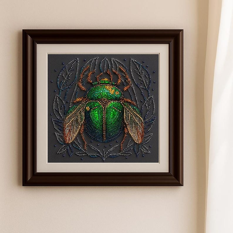 Emerald Beetle Bead Embroidery Kit: DIY Hoop Art, Home Decor - Etsy