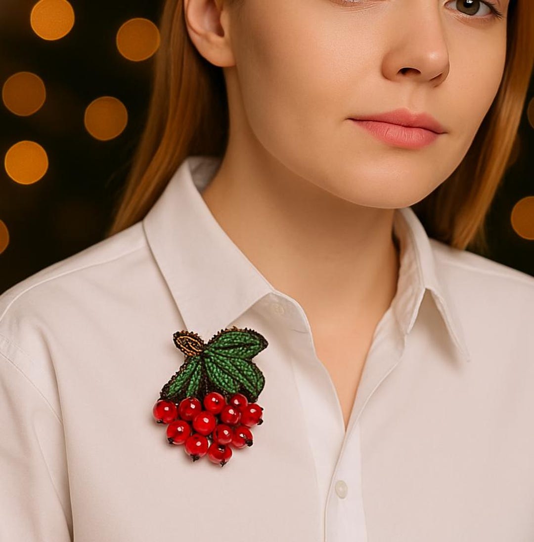 DIY Beaded Broch Kit Red Viburnum Kit, Handmade Jewelry Craft Set ...