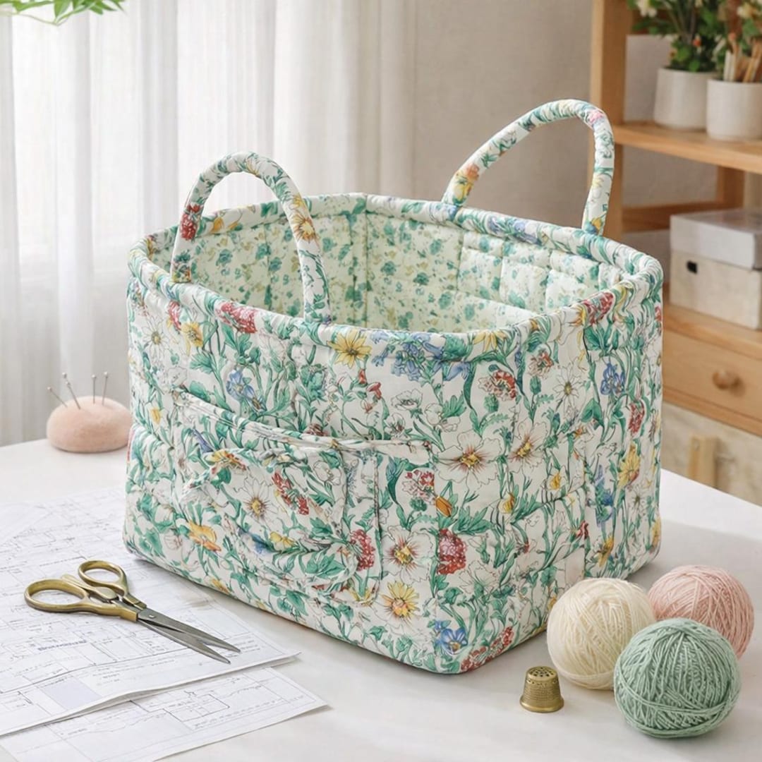 Knitting Basket With Handles, Embroidery Project Bag, Craft Room ...
