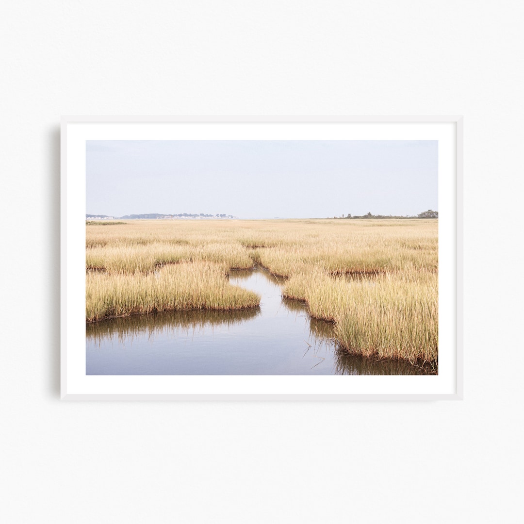 Large Coastal Wall Art, Framed New England Coastal Art Print, Marsh ...