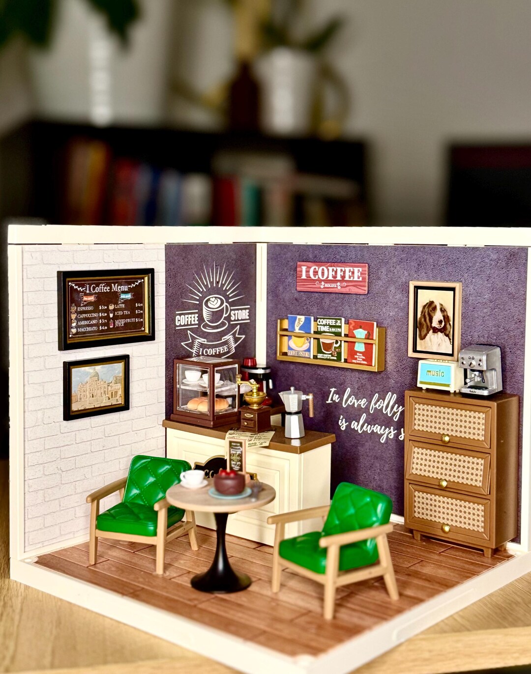 Fully Assembled Completed Coffee Shop Book Nook/miniature With Working ...