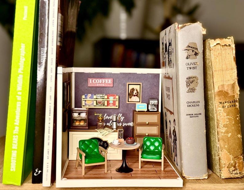 Fully Assembled Completed Coffee Shop Book Nook/miniature With Working ...