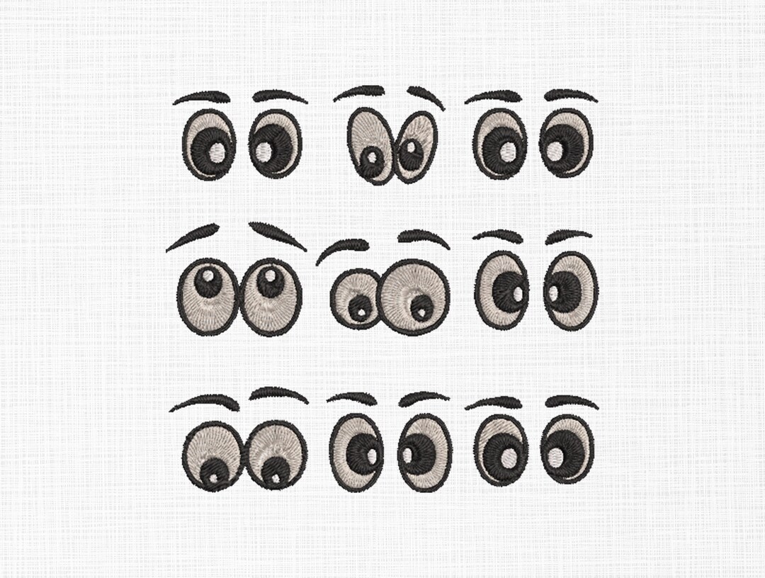 Funny Cartoon Eyes Embroidery Design Set (digital Download) - Etsy