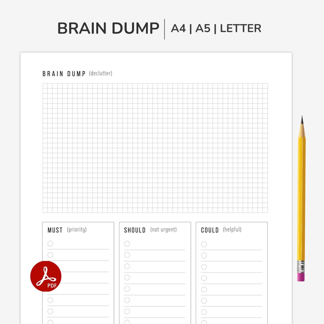 Brain Dump Planner Template. Productivity Journal, to Do List ...