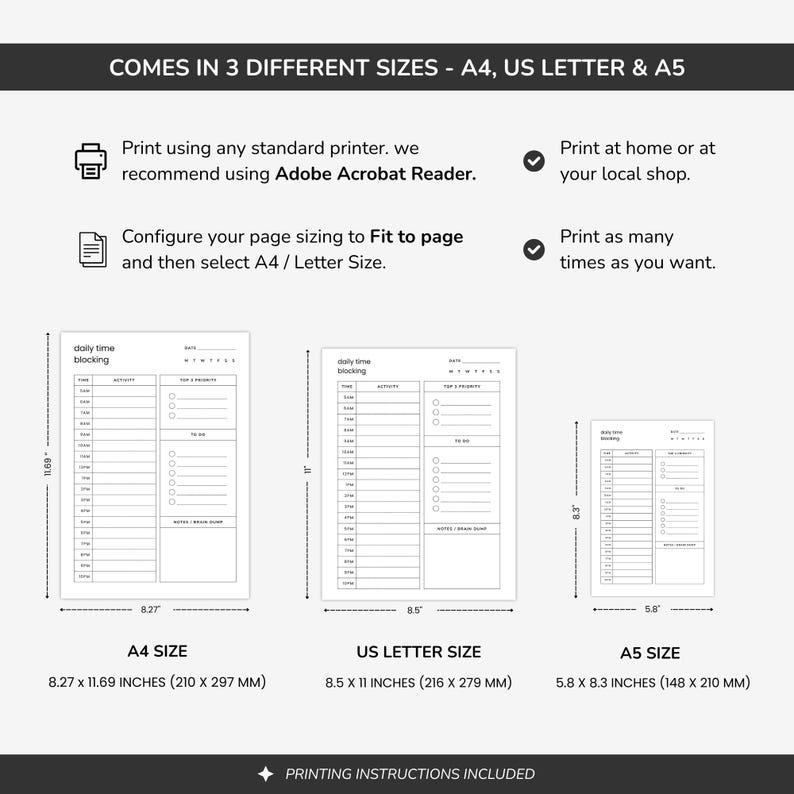 Daily Time Blocking. Timebox Template. Time Blocking Planner. Timebox ...