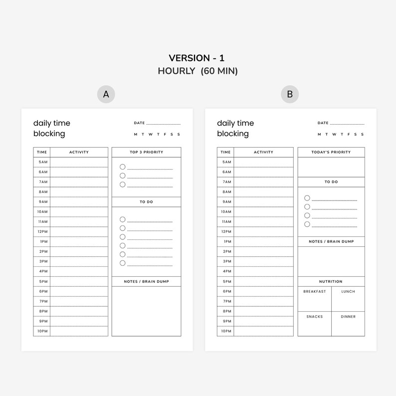 Daily Time Blocking. Timebox Template. Time Blocking Planner. Timebox ...