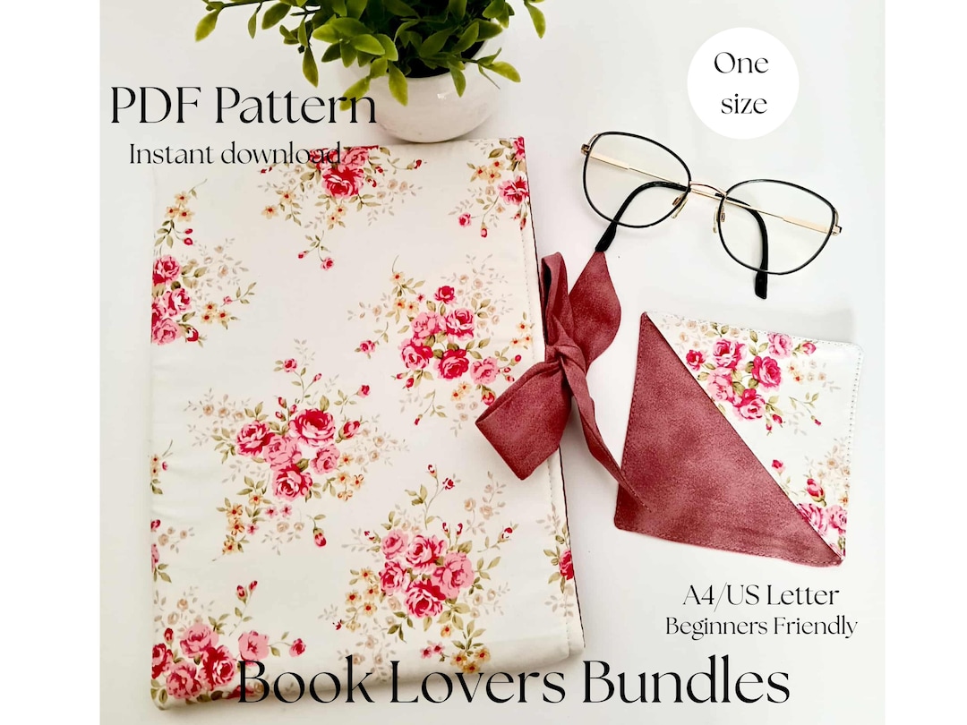 Sewing Pattern for Book Cover With Bows in PDF | DIY Quilted Book Bag ...